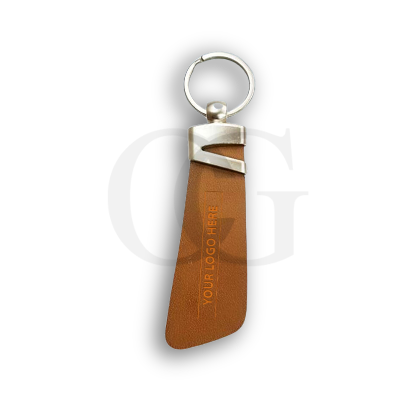 Brown Leather Metal Keychain - Corporate Gifting
