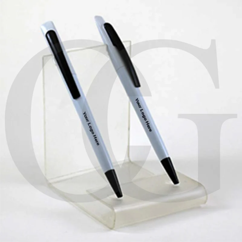 White Plastic Pen with Black Clip - Corporate Gifting